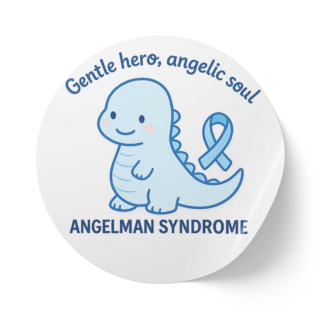 Angelman Syndrome Awareness Dinosaur Round Sticker Label Rolls | Blue ...