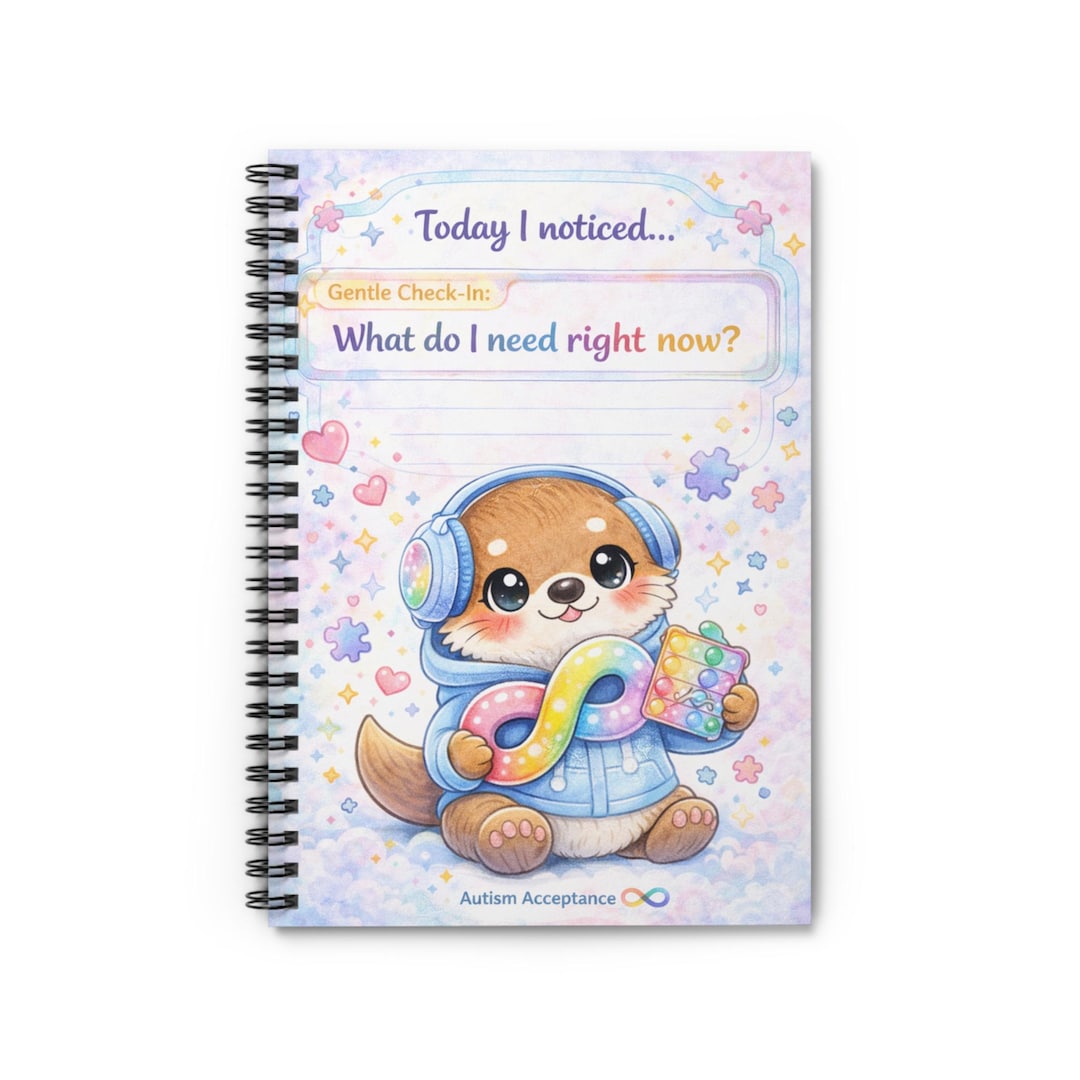 Autism Acceptance Otter With Fidget Pop-it Spiral Notebook | Ruled ...