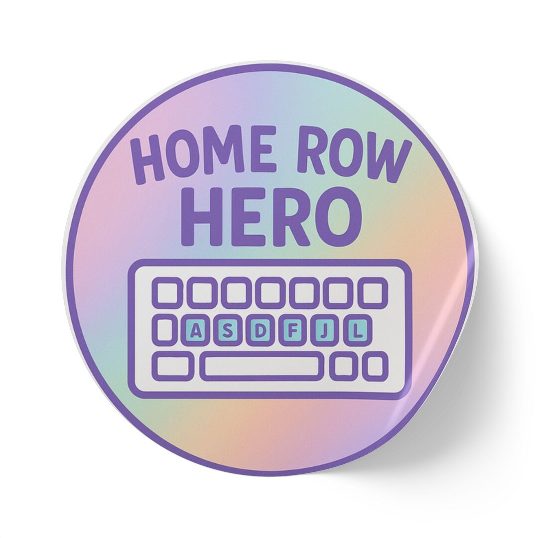 Home Row Hero, Typing & Keyboarding Sticker Roll, Round 1 Inch or 2 ...