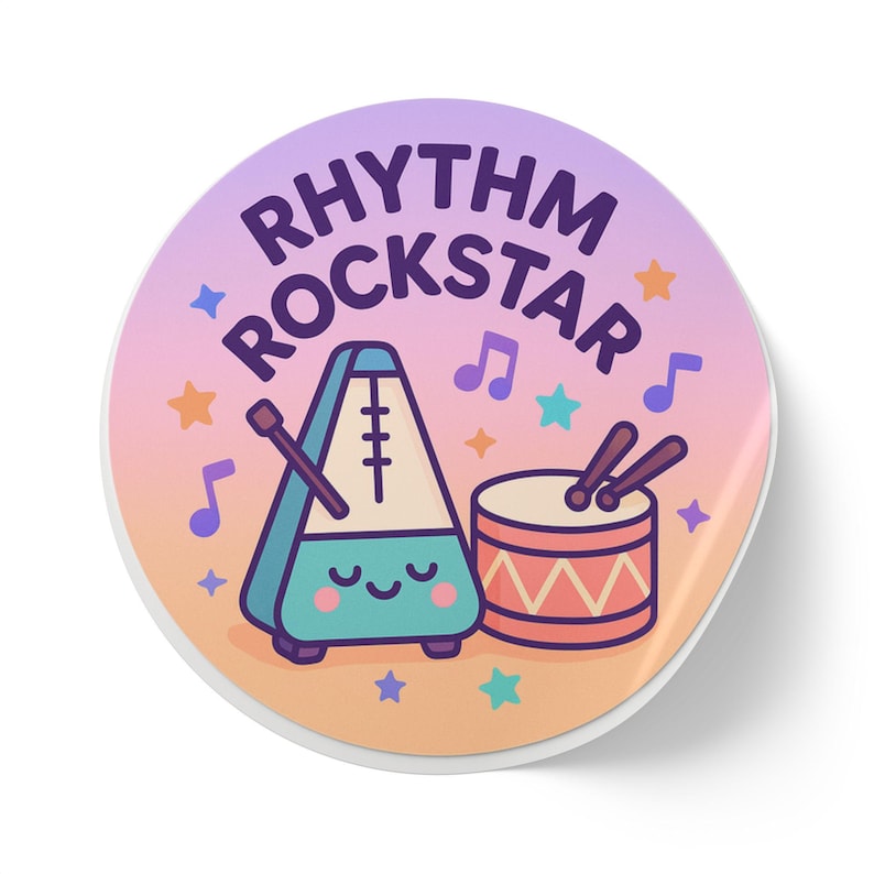 Kawaii Music Class Sticker Roll: Rhythm Rockstar, Metronome & Drum - Etsy