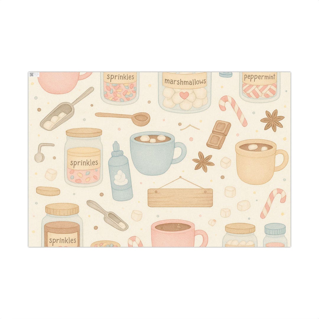 Cozy Hot Cocoa Gift Wrap Papers, Holiday Wrapping Paper, Cute Gift Wrap ...