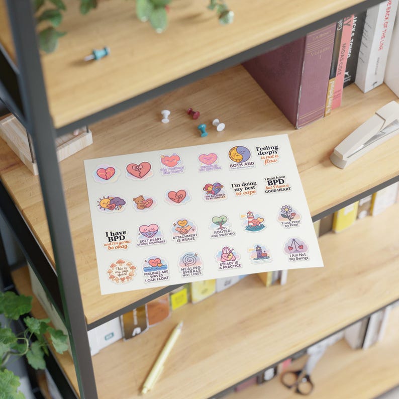 BPD Mini Sticker Sheets - Kawaii Dbt-inspired Minis - Mental Health ...
