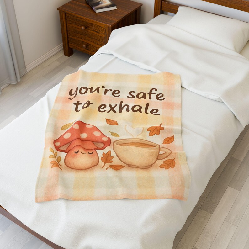 Fall “you’re Safe to Exhale” Velveteen Blanket | Cozy Decor - Etsy