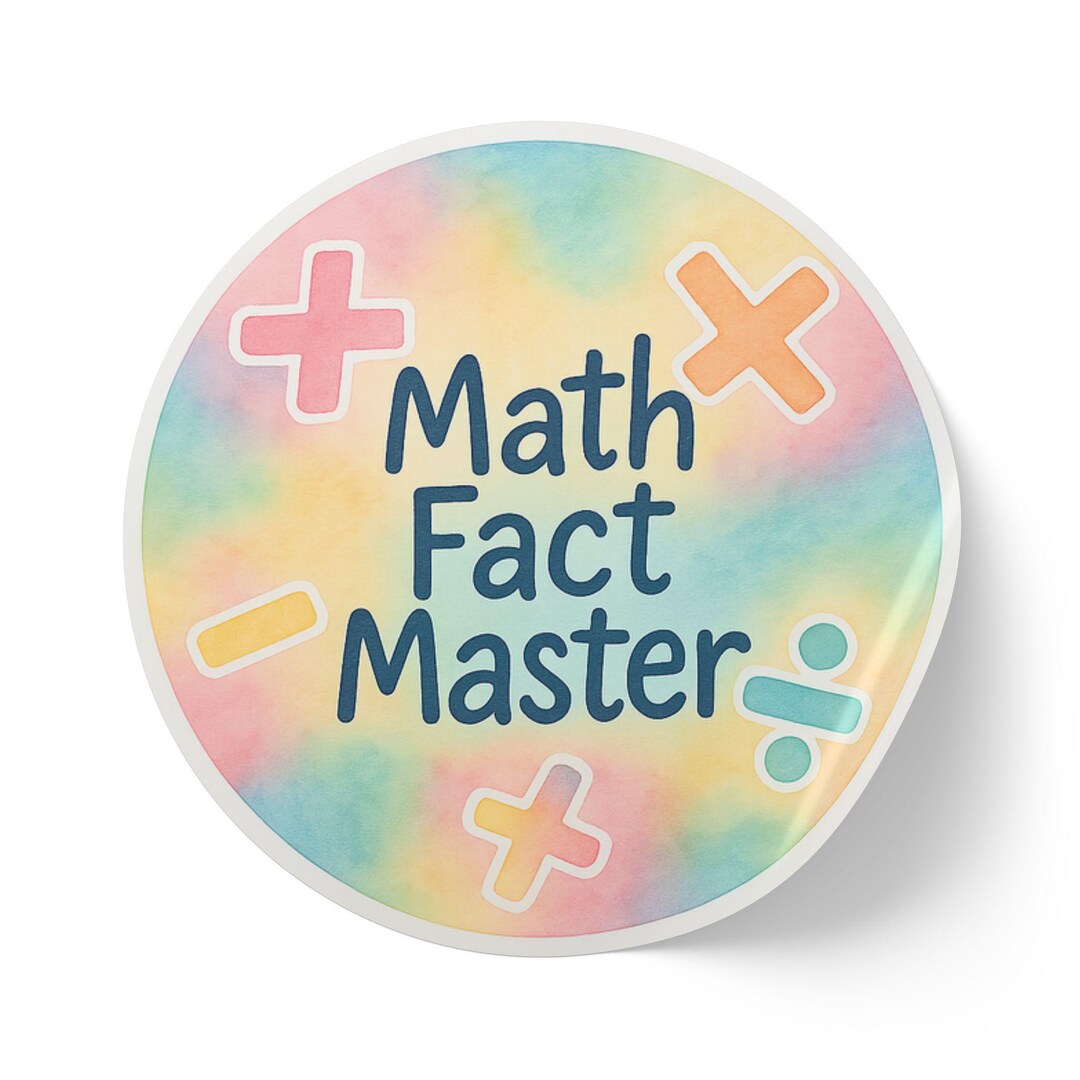 Math Fact Master Round Sticker Roll | Rewards, Classroom Labels - Etsy