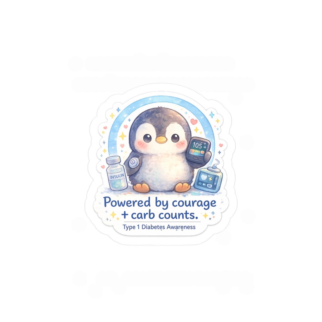 Type 1 Diabetes Powered by Courage + Carb Counts Penguin Sticker | Kiss ...