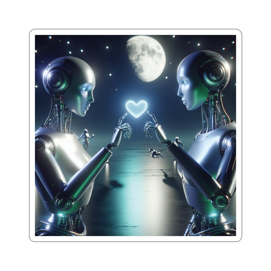 Futuristic Love Robot Stickers | Tech-inspired Decor, Laptop Stickers ...