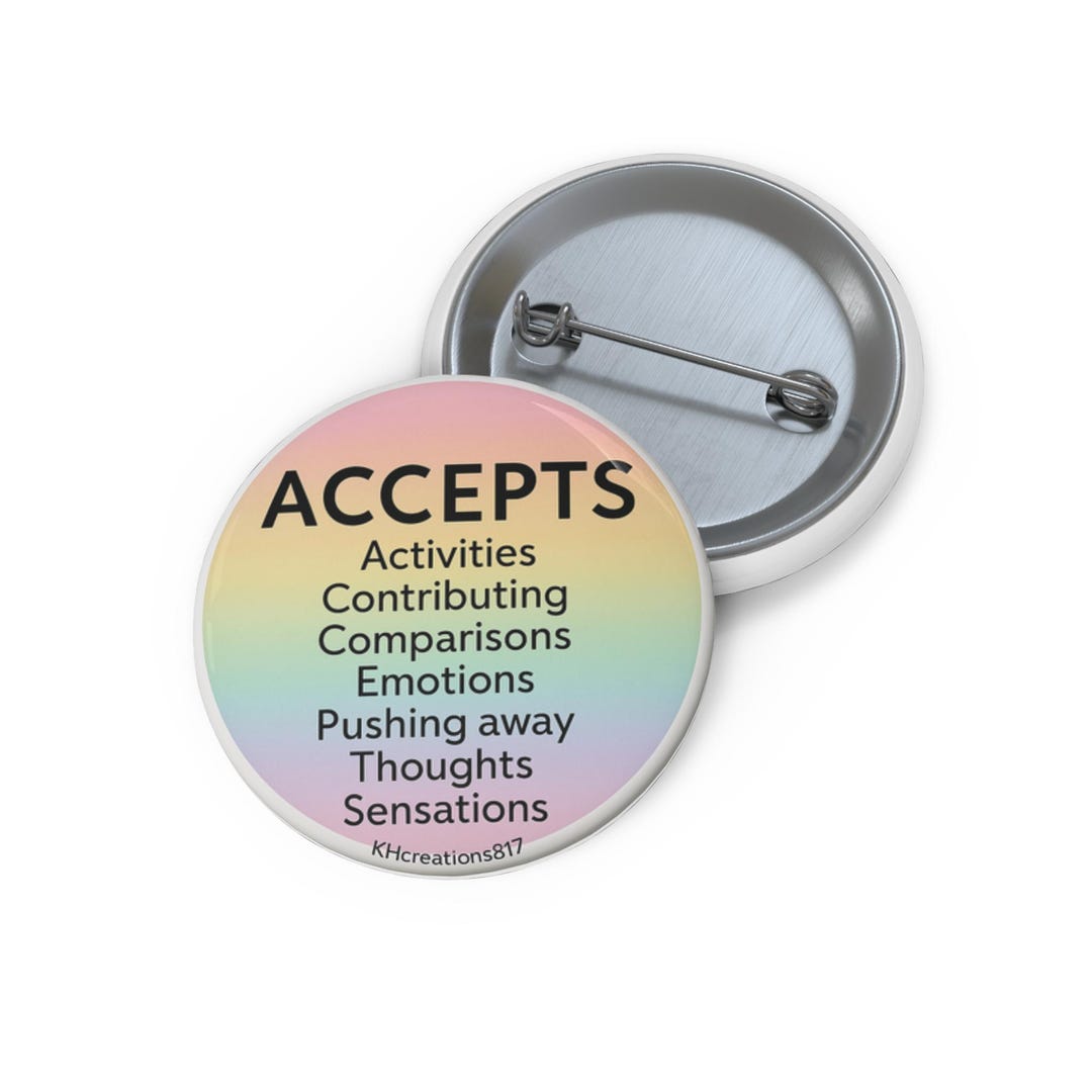 Dbt-inspired ACCEPTS Acronym Pin Button | Mental Health Awareness ...