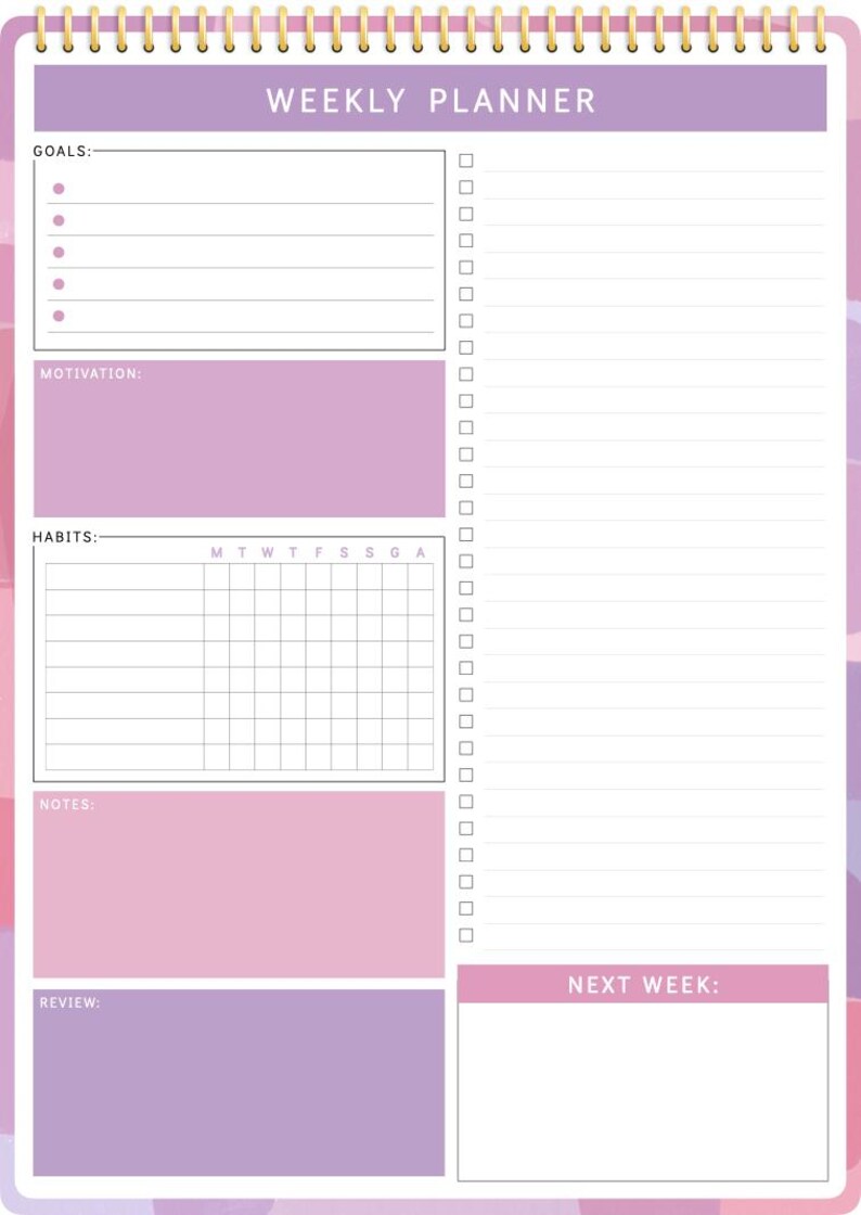 Weekly Planner Page - Etsy