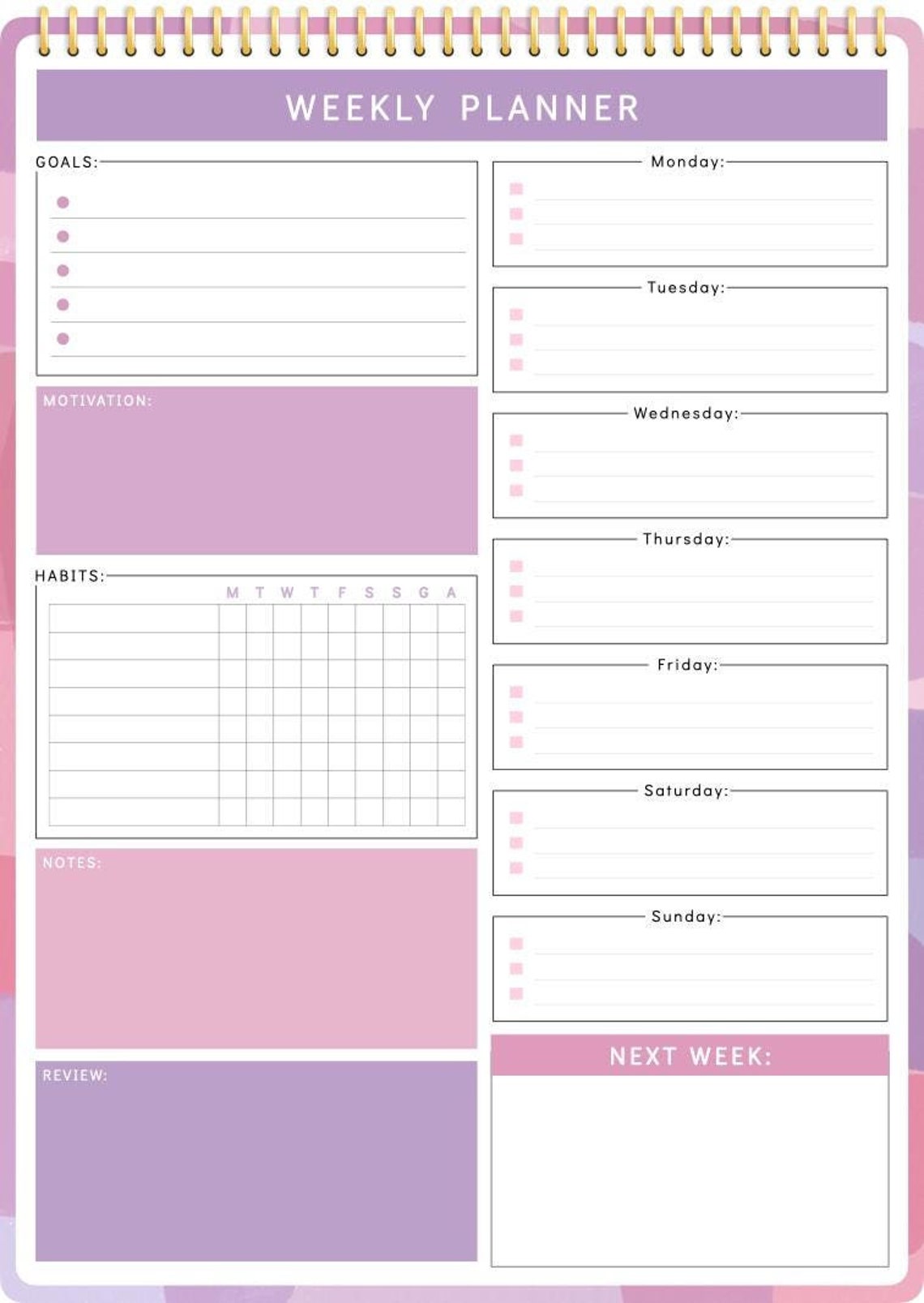Weekly Planner Page - Etsy