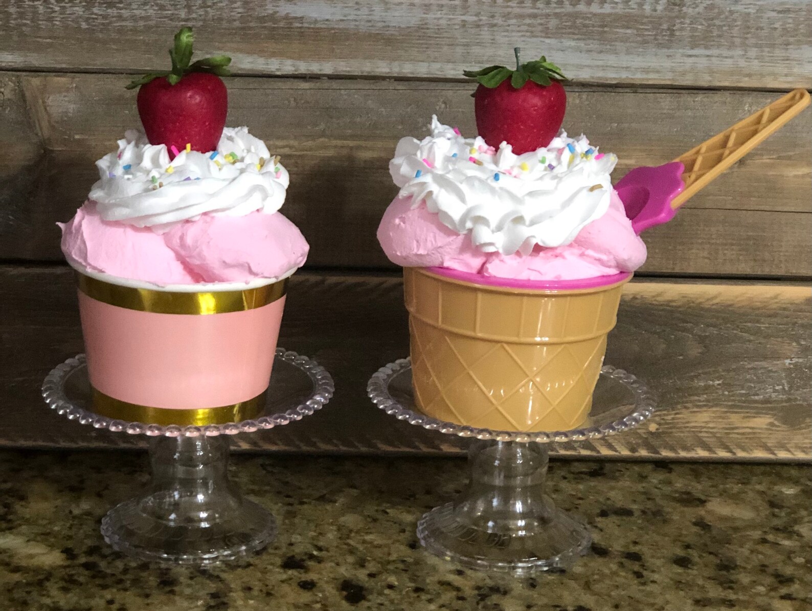 Faux Ice Cream Sundaes Strawberry Ice Cream Sundae Tier Tray Etsy