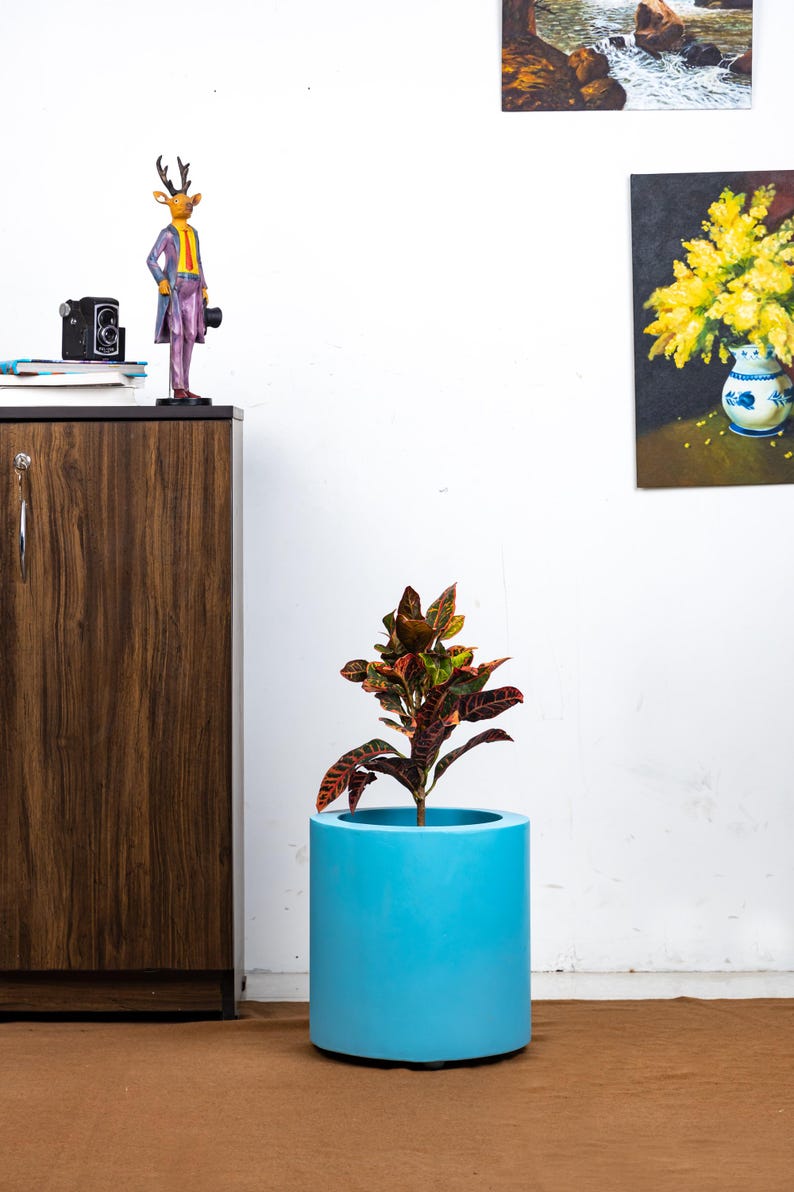 Modern Terracotta Clay-look Planter, 12x12 FRP Round Plant Pot - Etsy