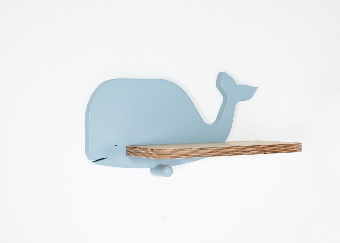 Whale Shaped Baby Blue Wall Shelf , Wall Shelf for Kids Room, Baby Wall ...