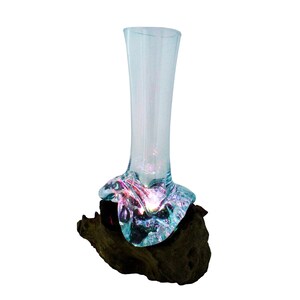 Molten Glass & Gamal Root Patterned Flower Vase With LED Light - Etsy