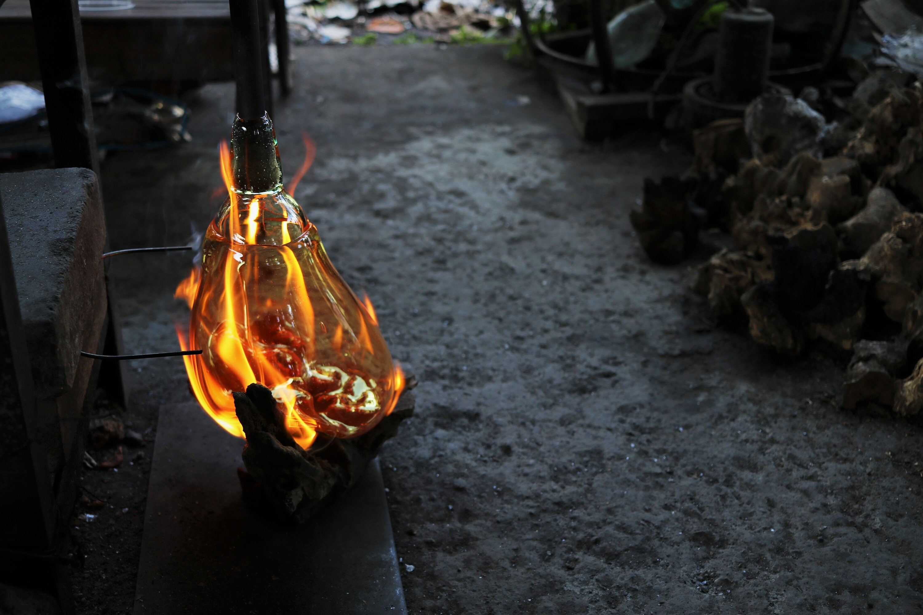 Double Molten Glass Vessels on Gamal Wood Frame - Etsy