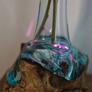 Molten Glass & Gamal Root Patterned Flower Vase With LED Light - Etsy
