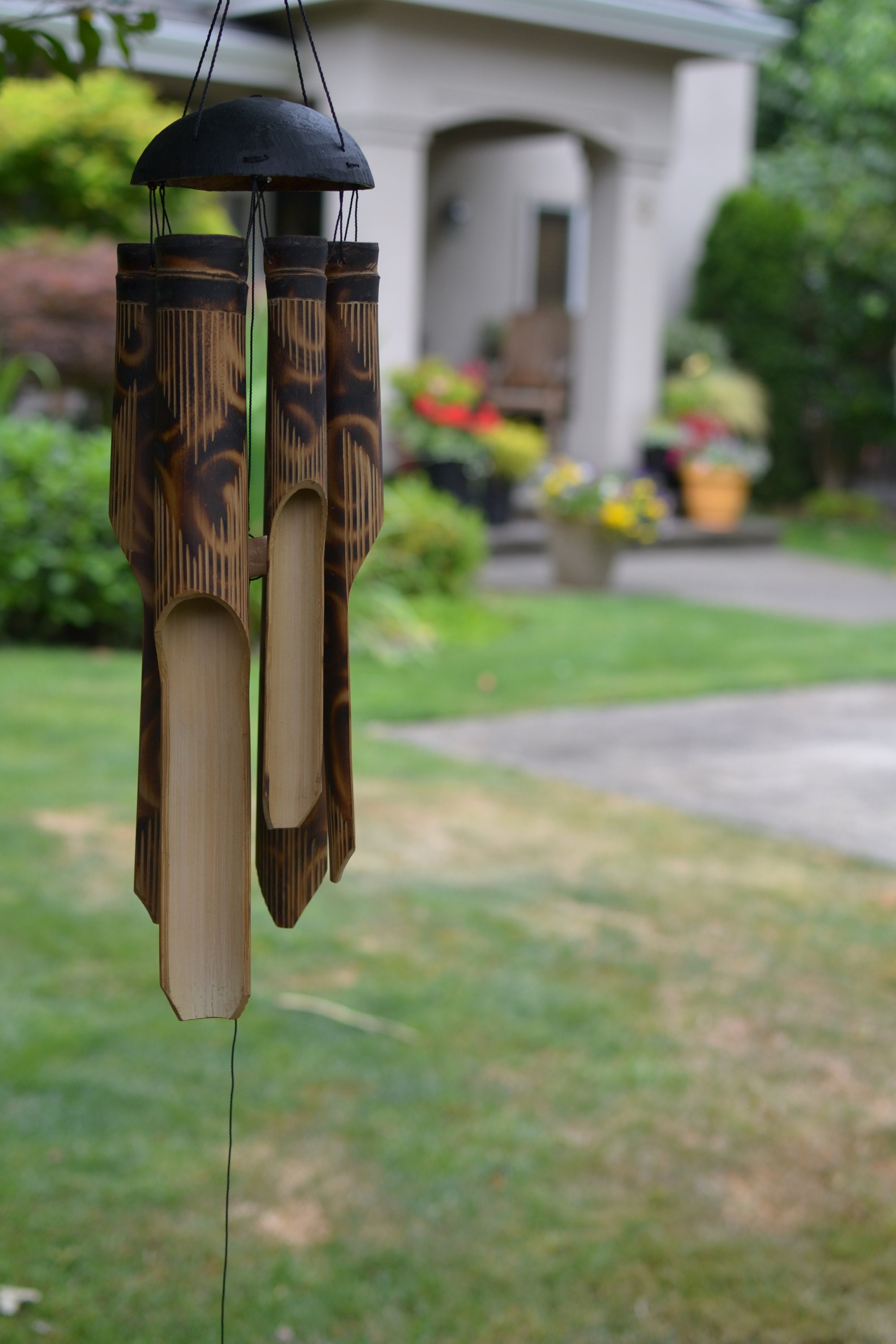 Simple Bamboo Wind Chime Burnt Design - Etsy Singapore