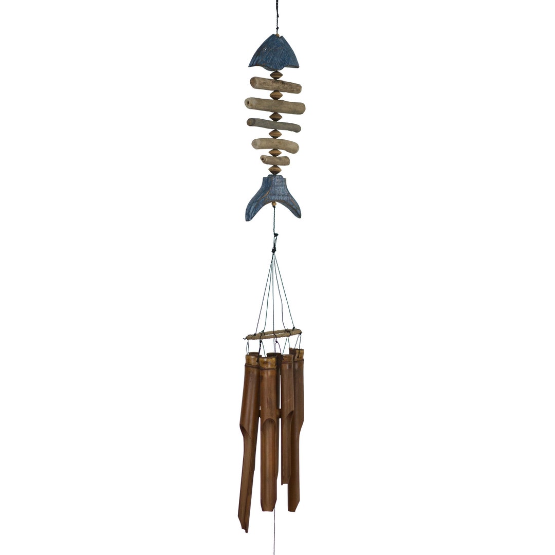 Blue Bone Fish Bamboo Wind Chime - Etsy