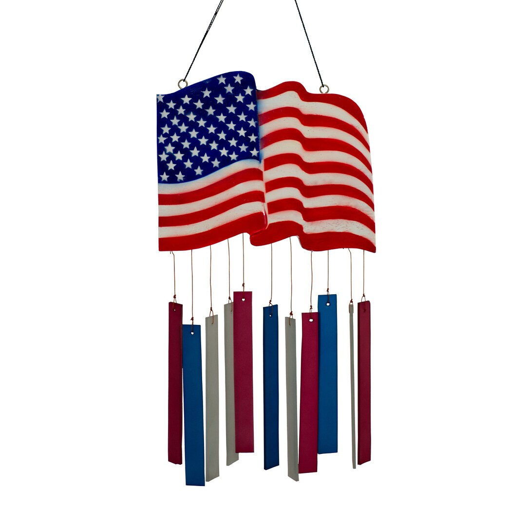 Wooden Waving Flag With Tumbled Glass Wind Chime - Etsy