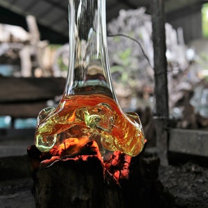 Molten Glass & Gamal Root Patterned Flower Vase With LED Light - Etsy
