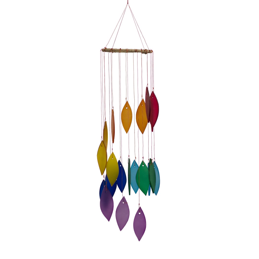 Rainbow Tumbled Glass Wind Chime Spiral Design - Etsy