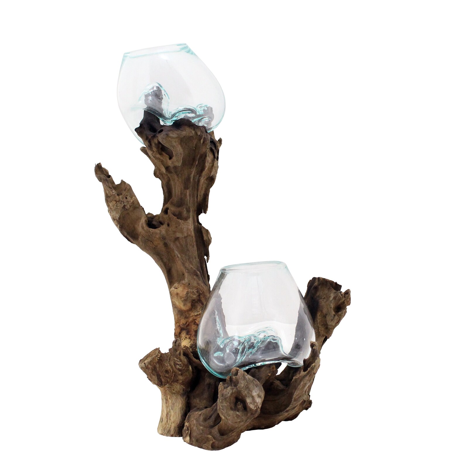 Double Molten Glass Vessels on Gamal Wood Frame - Etsy