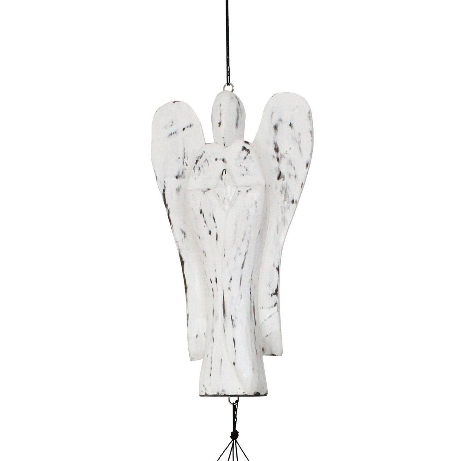 Distressed White Angel Bamboo Wind Chime - Etsy