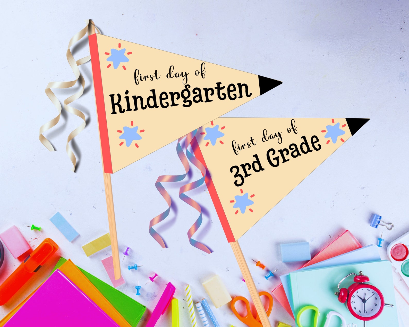 Printable Back to School Pennant Flags First Day of School Flags ...