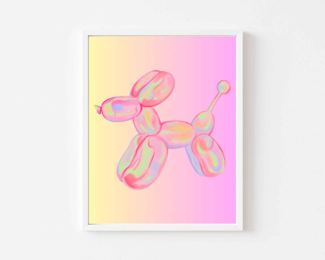 Pink Balloon Dog Art Print: Trendy Dorm & Kids Room Decor (digital ...