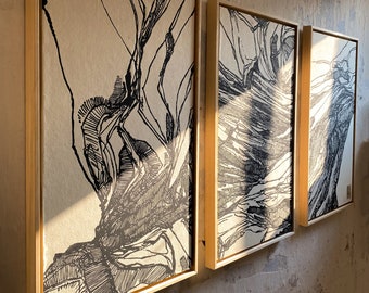 Minimal Abstract Linocut Print Limited Edition A4 - Etsy