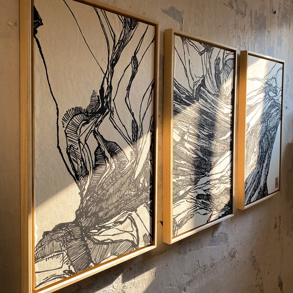 Abstract Linocut - Etsy