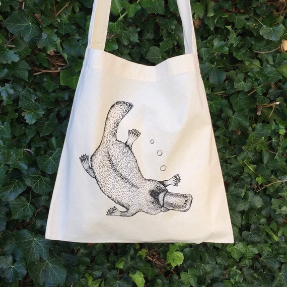 Hand Printed Platypus Shopping Bag | Etsy