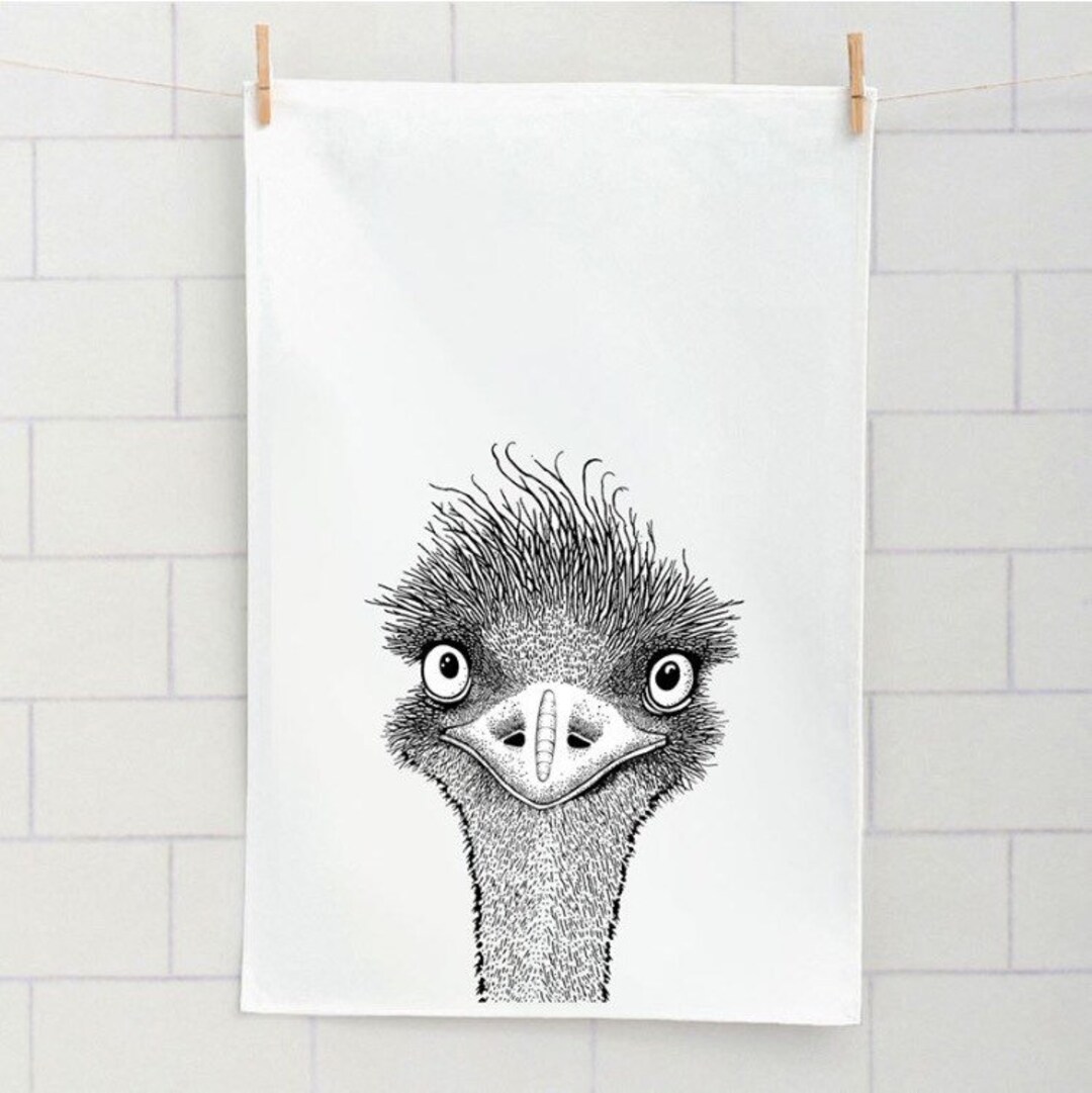 Hand Printed Emu Tea Towel - Etsy