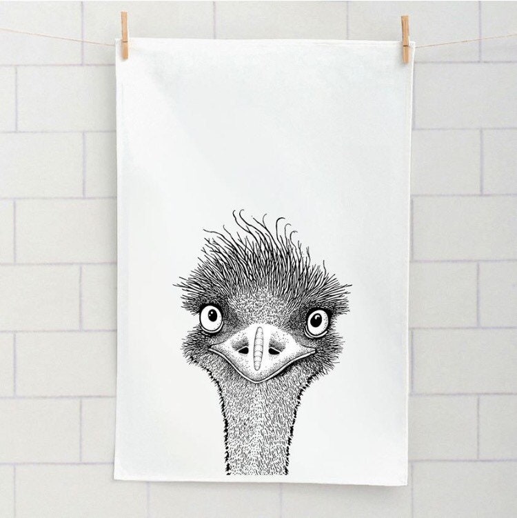 Hand Printed Emu Tea Towel - Etsy