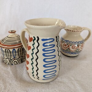 Tea/mocha Set pitcher, Creamer, Sugar Dish German Handarbeit Hand ...
