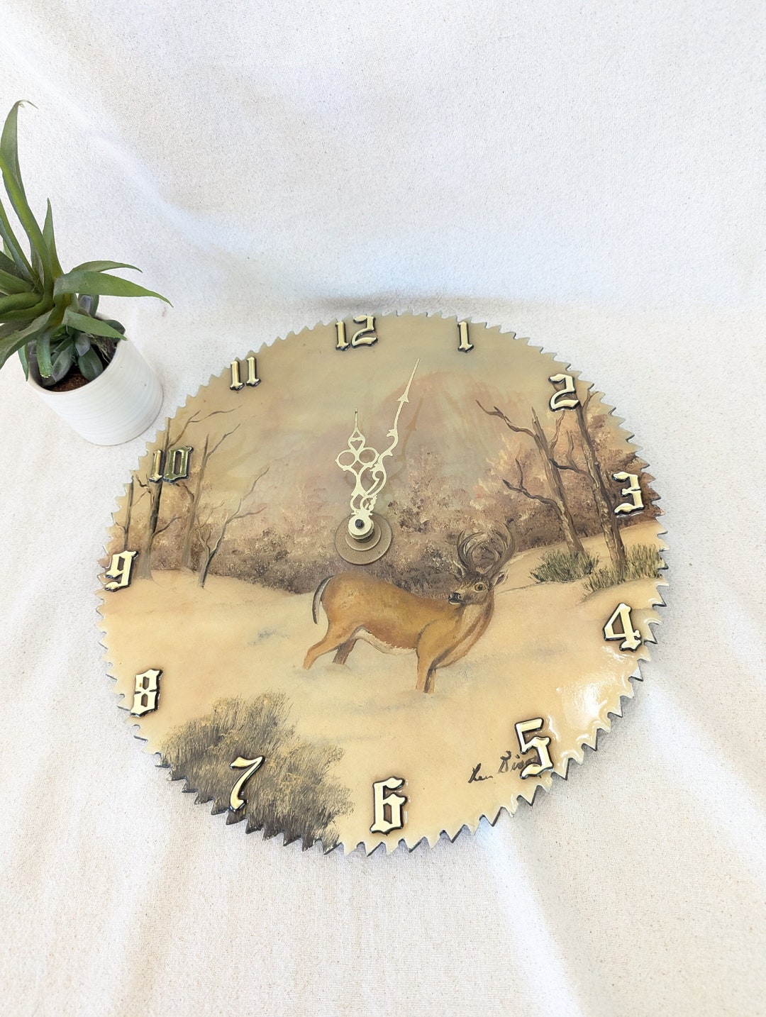 Hand Made Deer Wall Clock Heavy Metal Wall Clock Repurposed Wall Clock ...