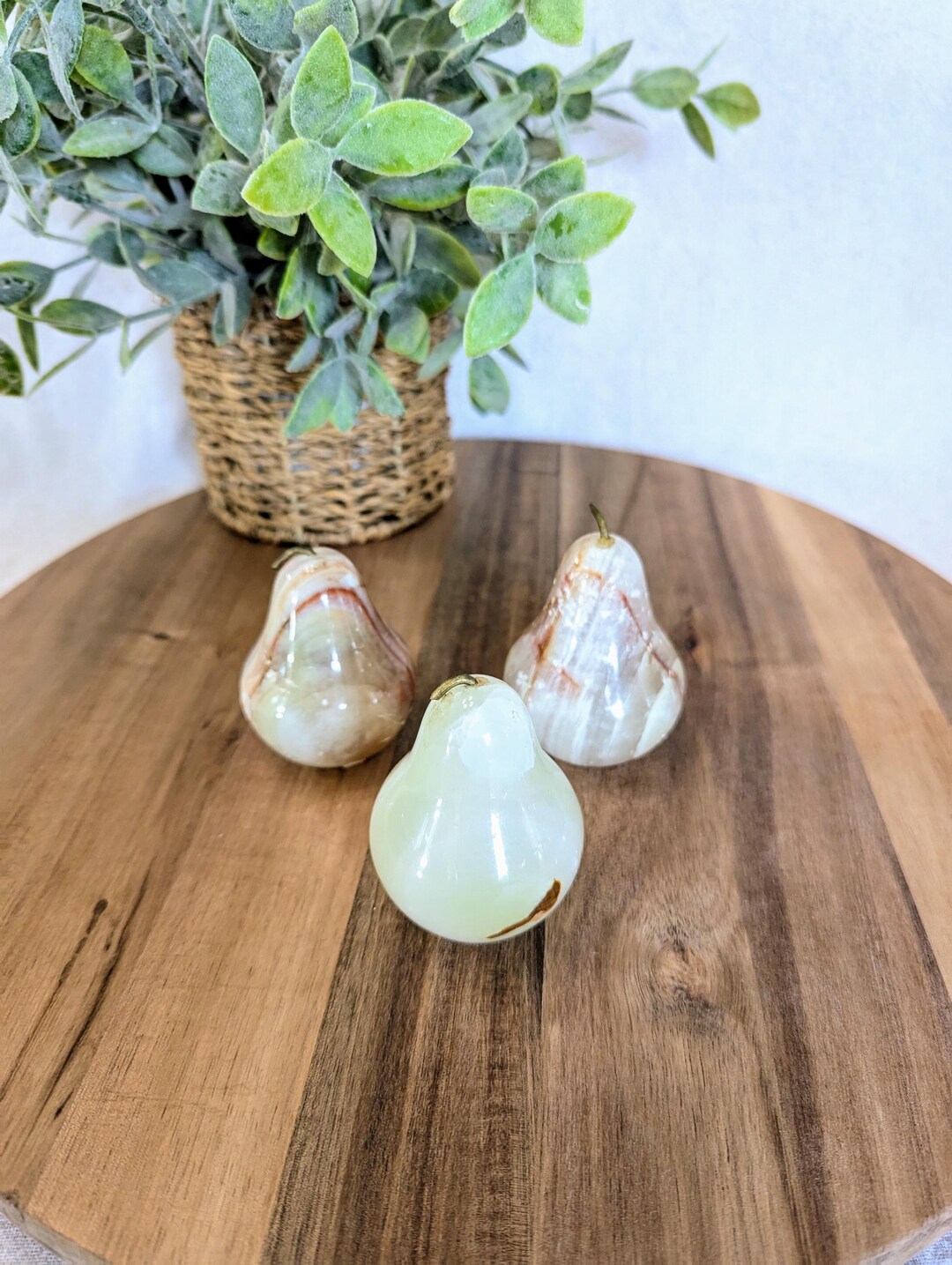 Alabaster Pears (set of 3) With Gold Metal Stems - Varying Colors ...