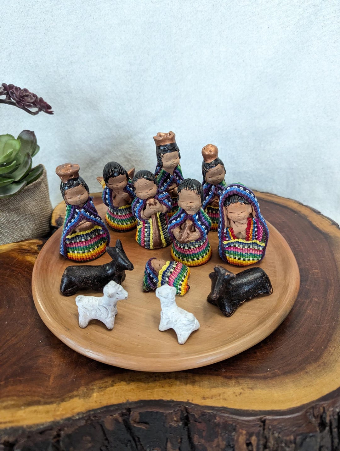 Guatemalan Nativity 12 Pieces Display Plate Terra Cotta, Paint, Fabric ...
