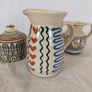 Tea/mocha Set pitcher, Creamer, Sugar Dish German Handarbeit Hand ...