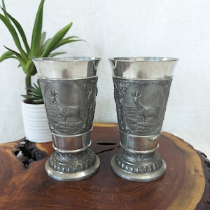 Vintage German Pewter Cups/goblets Hunting Cups Raised - Etsy