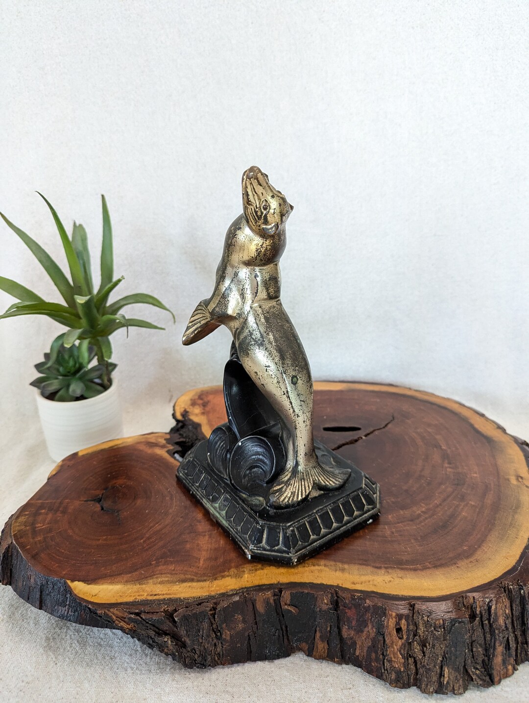 Art Deco Seal - Black and Gold Deco Seal - Art Deco Seal Bookend ...