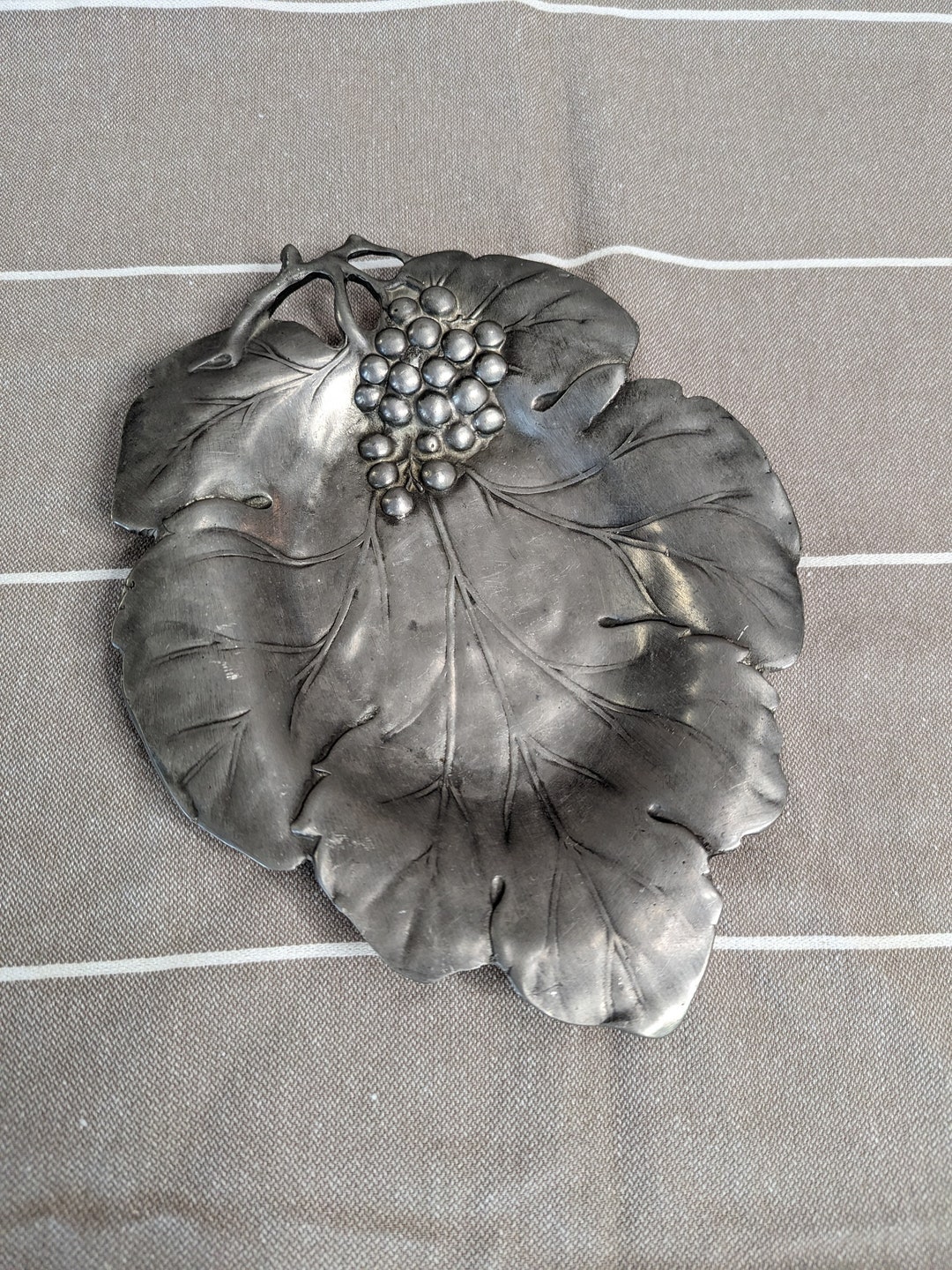 Belgium Pewter, Grape Leaf Dish, Pewter Silver Dish, Vintage Grape Leaf ...