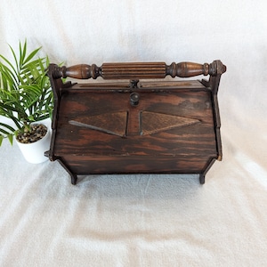 Old Sewing Box With Turned Handle Two Doors Open for Easier Access ...