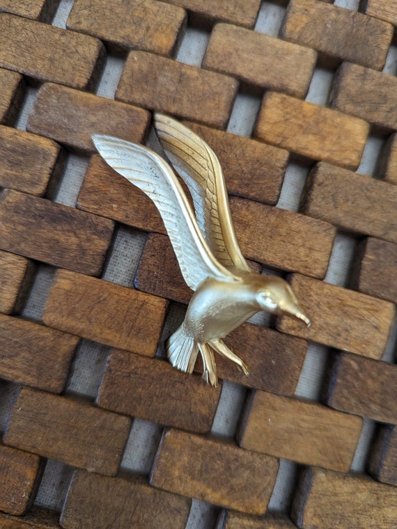 Vintage - Giovanni - Gold Metal Seagull Brooch - 2 3/… - Gem