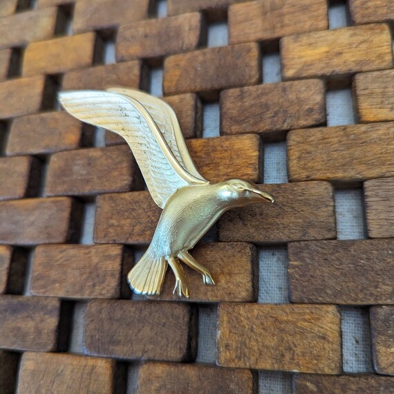 Vintage - Giovanni - Gold Metal Seagull Brooch - 2 3/… - Gem