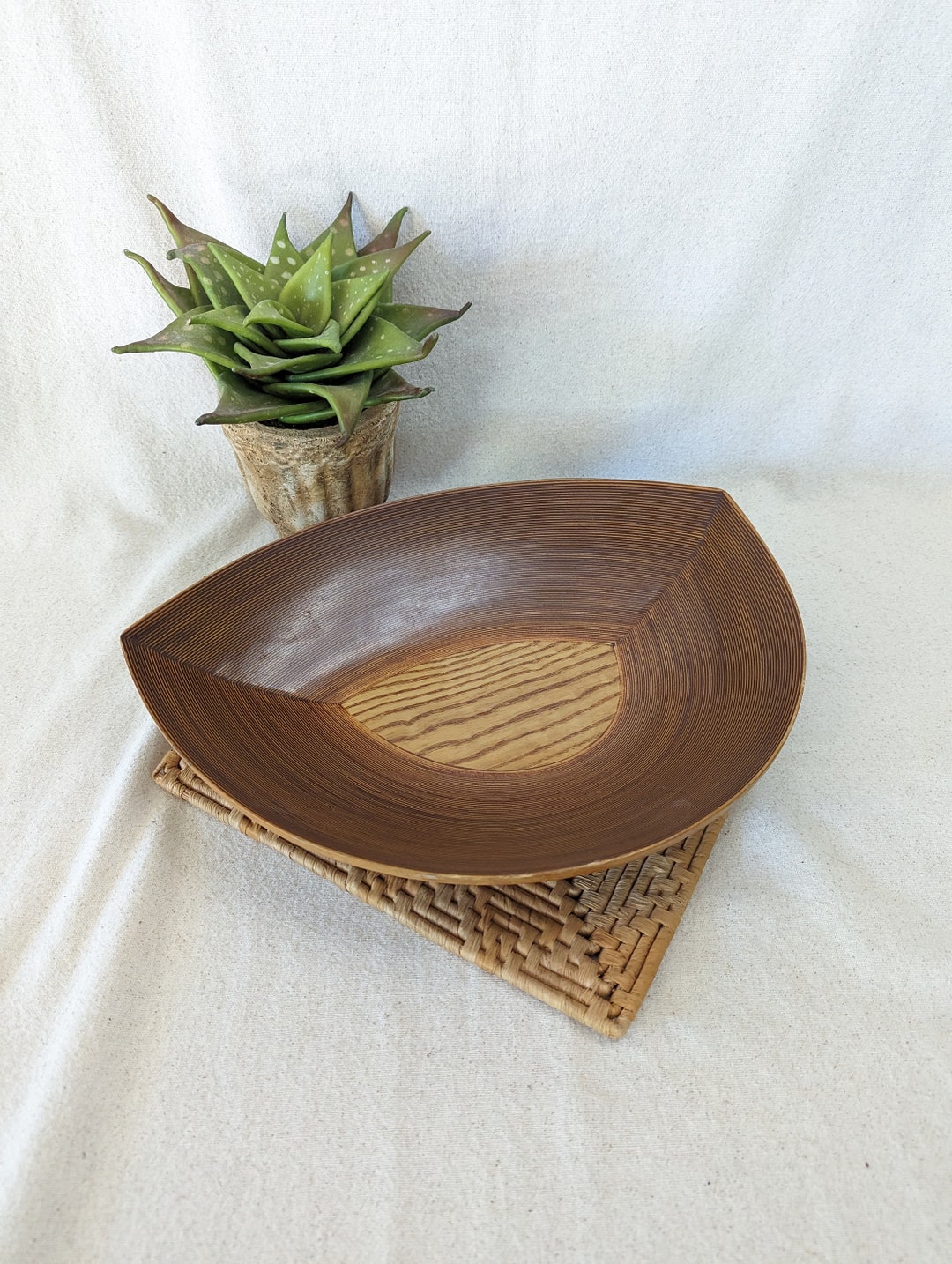 Mid Century Japanese Bowl Fine Reeds and Wood Glue and Lacquer ...
