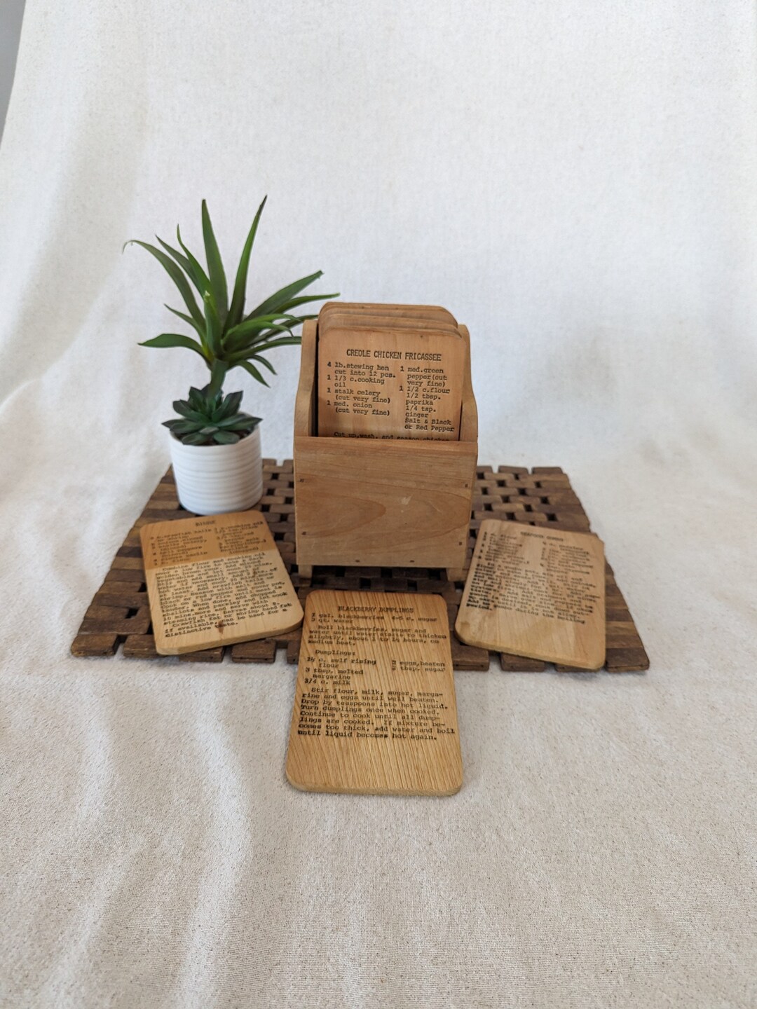 Coolest Cajun Recipes Wood Box Wood Recipe Cards Double - Etsy