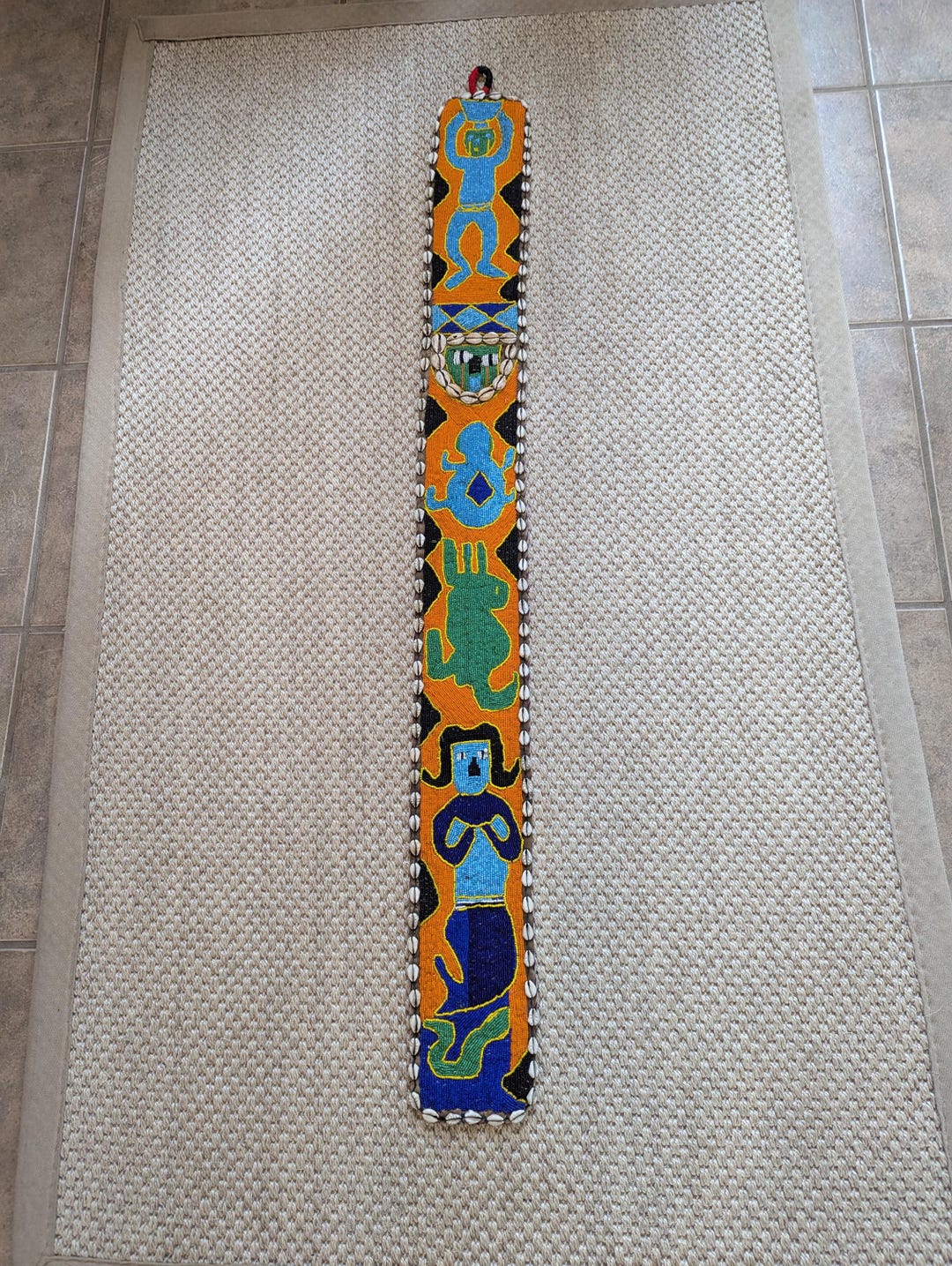 Vtg African Yoruba Tribe, Beaded Panel With Shells - Wall Hanging ...