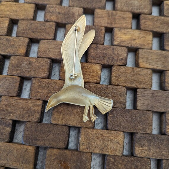 Vintage - Giovanni - Gold Metal Seagull Brooch - 2 3/… - Gem