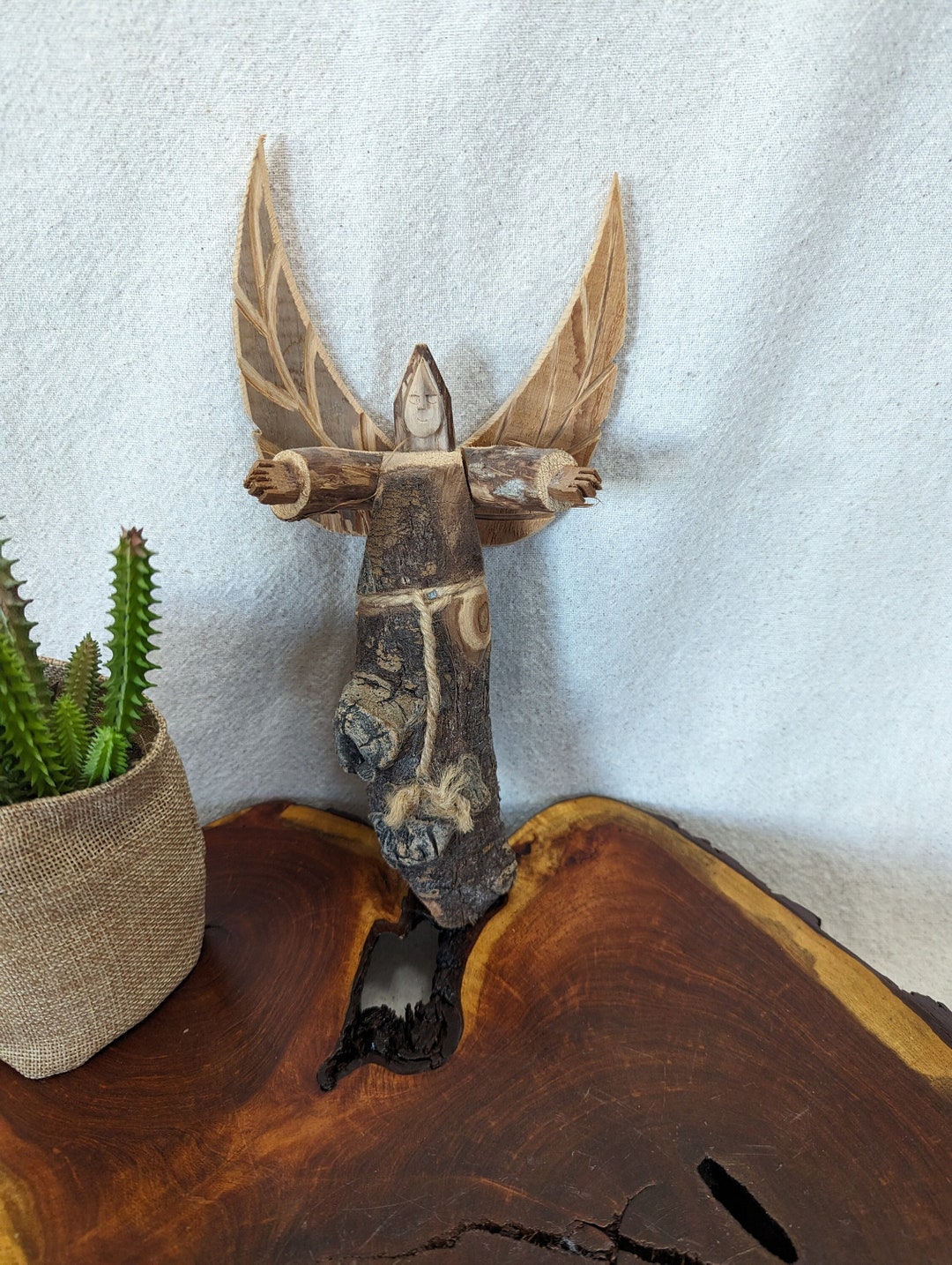 Wood Angel by Hector Rascon New Mexico Folk Artist Hand Carved 10 Tall ...