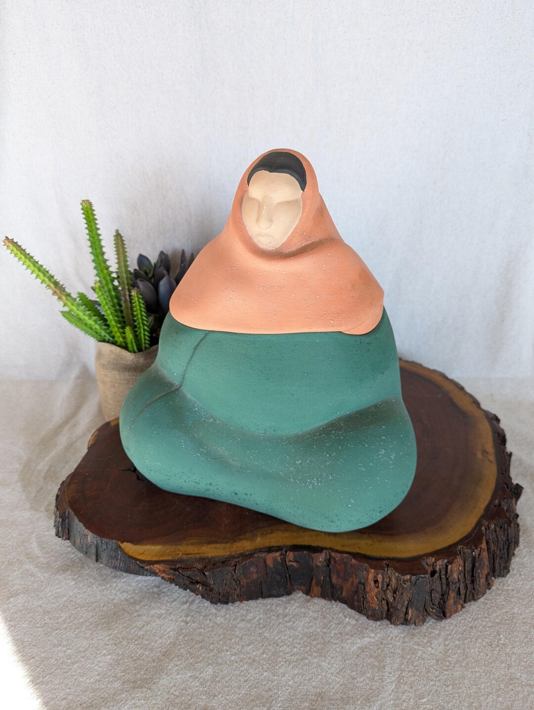 Native American Woman Cookie Jar - Pueblo Story Teller Jar - Glazed ...